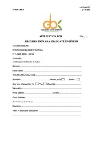 GRADUATE ENGINEER FORM | Electrical Engineering in Kenya